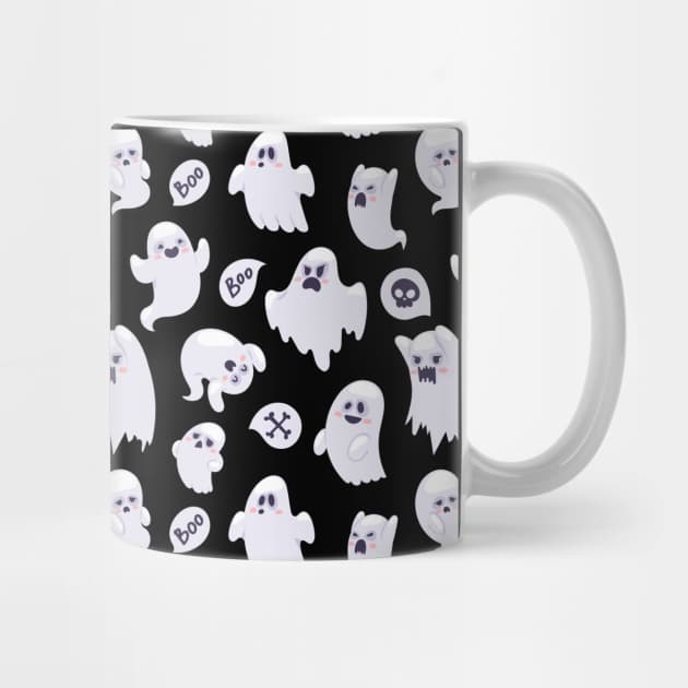 Spooky Ghosts - Silly Ghosts - Halloween Pattern - Cute Ghost - Ghosts - Mug | TeePublic